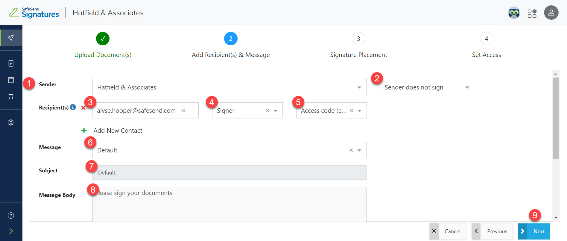 Send for Signature – SafeSend Signatures