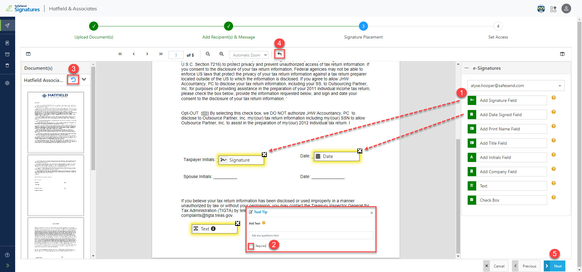 Send for Signature – SafeSend Signatures
