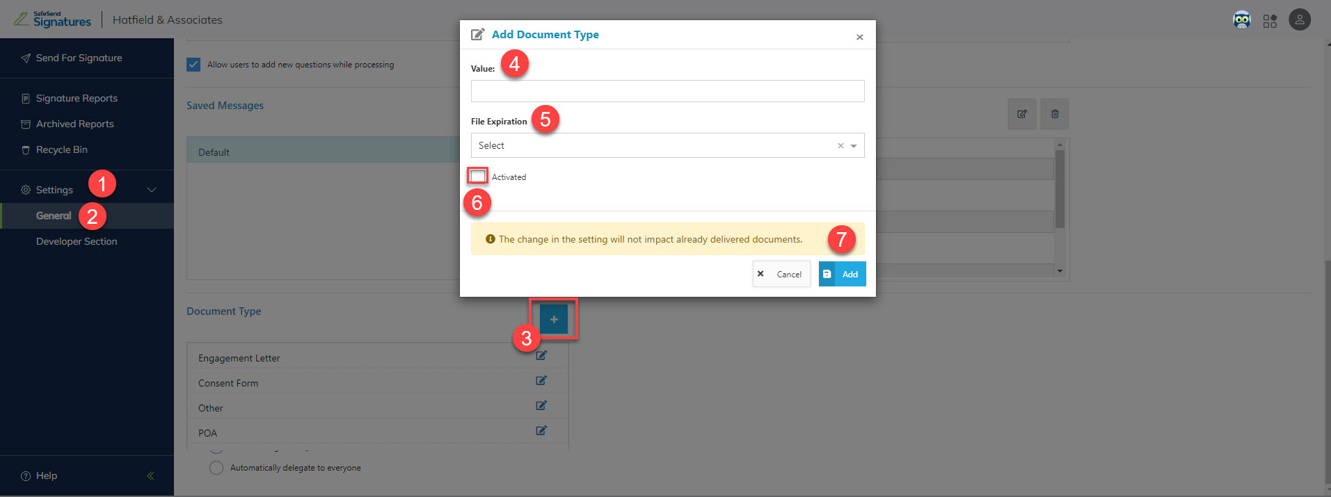 Adding Document Types – SafeSend Signatures