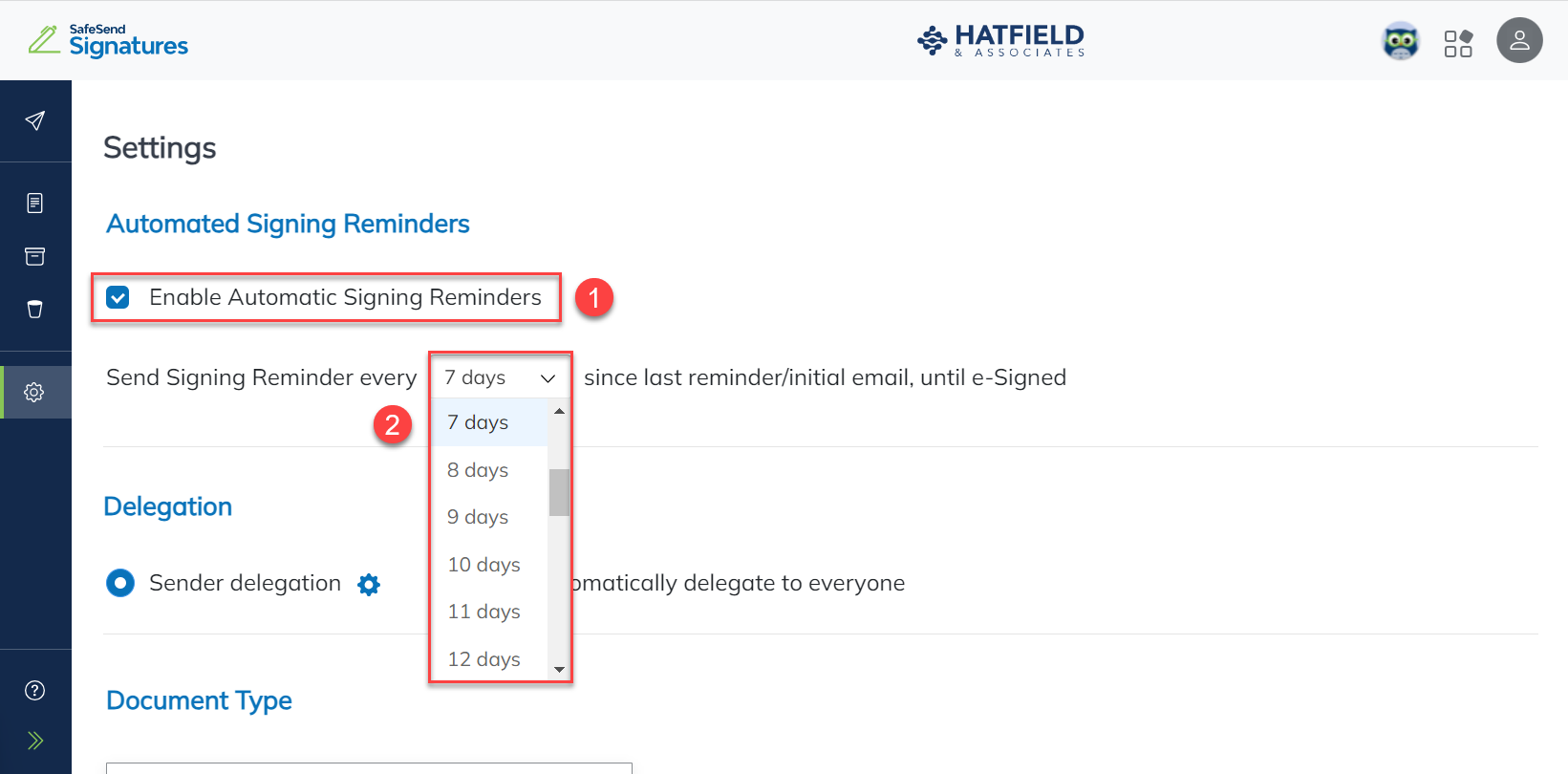 Signature Settings – SafeSend Signatures