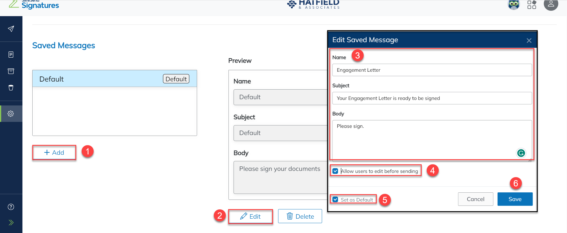 Signature Settings – SafeSend Signatures