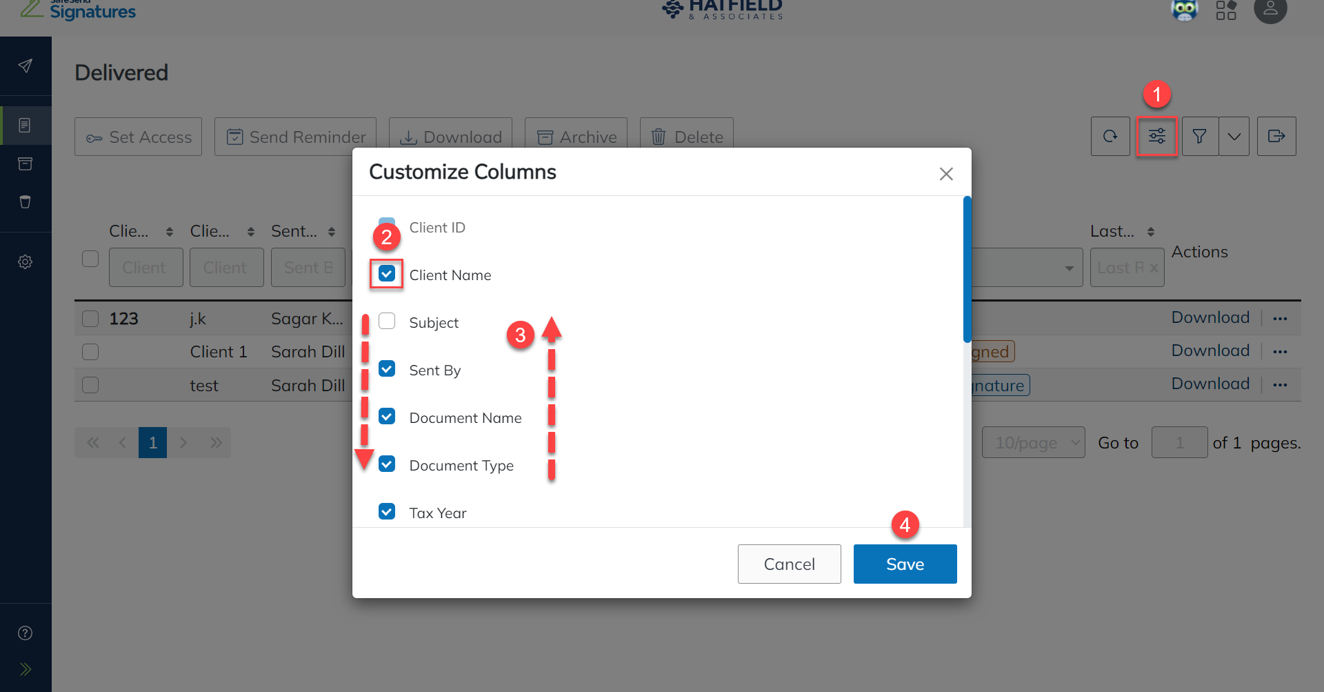 Delivered Dashboard – SafeSend Signatures