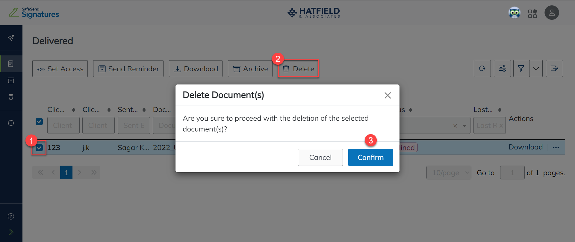 Delivered: Bulk Action Icons – SafeSend Signatures