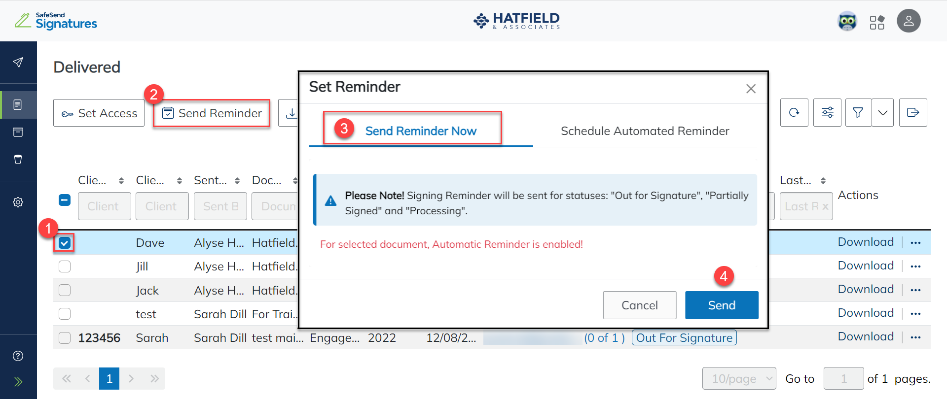 Delivered: Bulk Action Icons – SafeSend Signatures