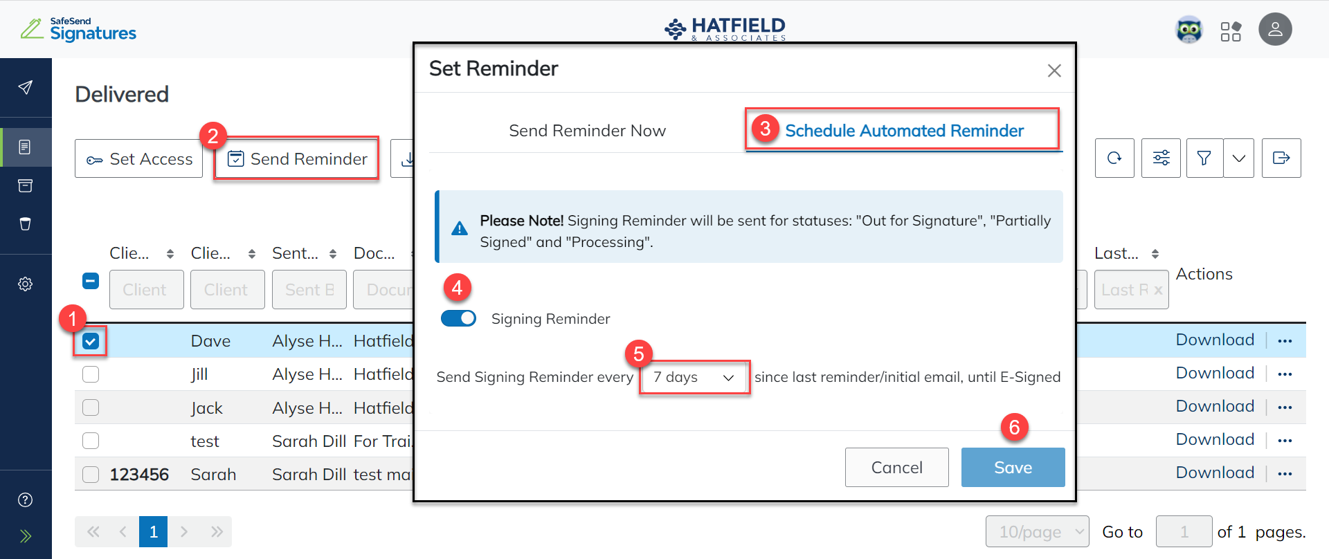 Delivered: Bulk Action Icons – SafeSend Signatures