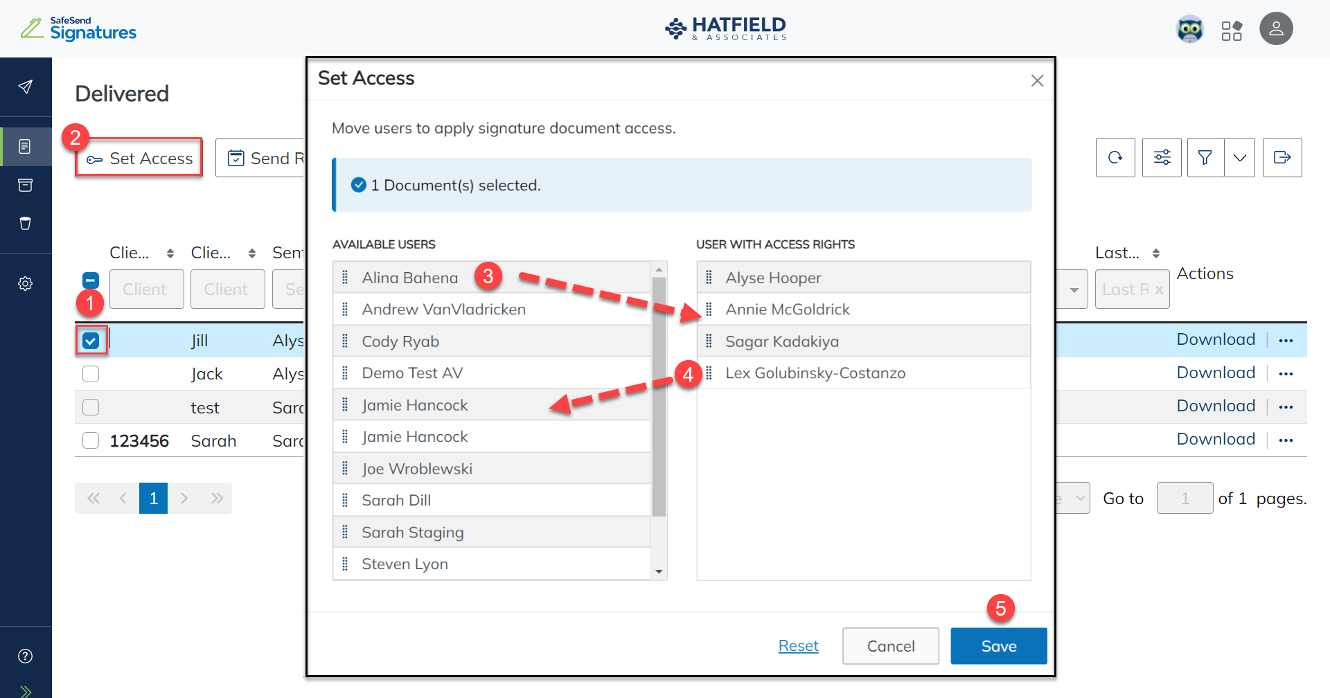 Delivered: Bulk Action Icons – SafeSend Signatures