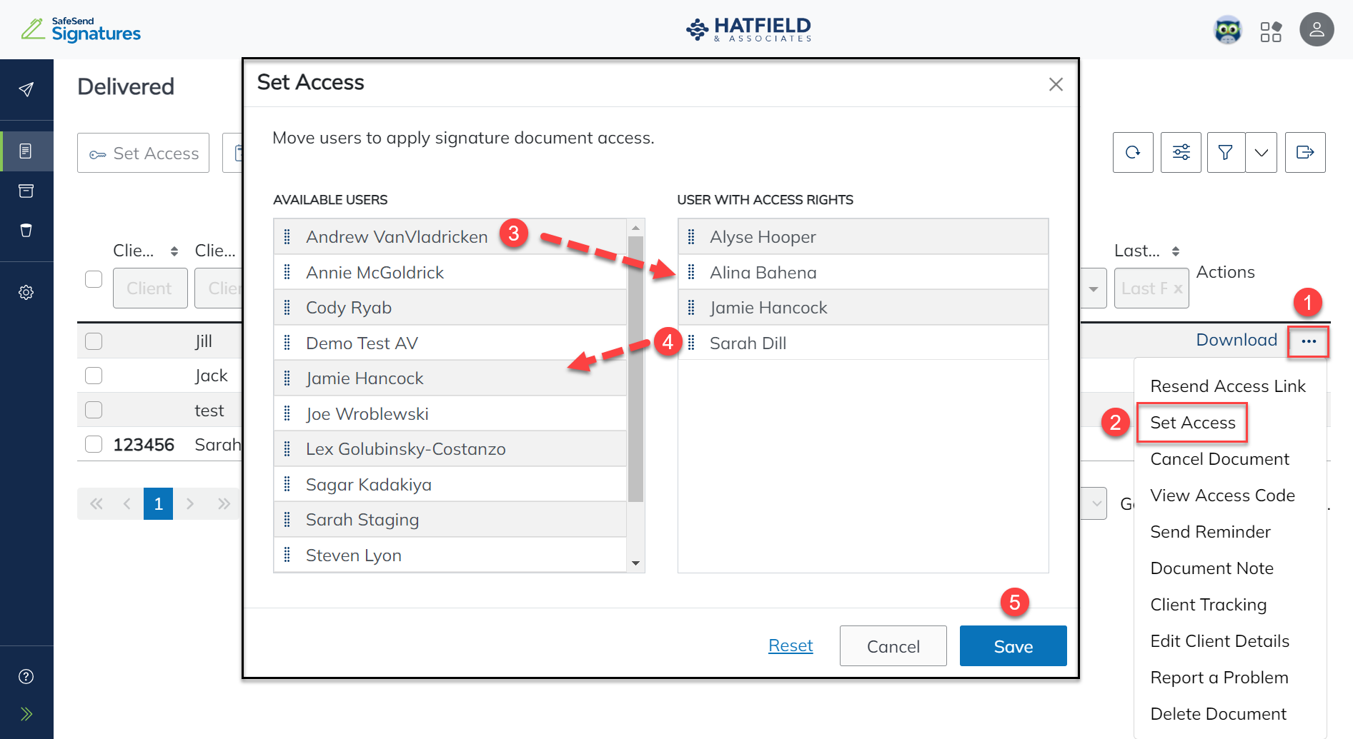 Delivered: Action Menu – SafeSend Signatures