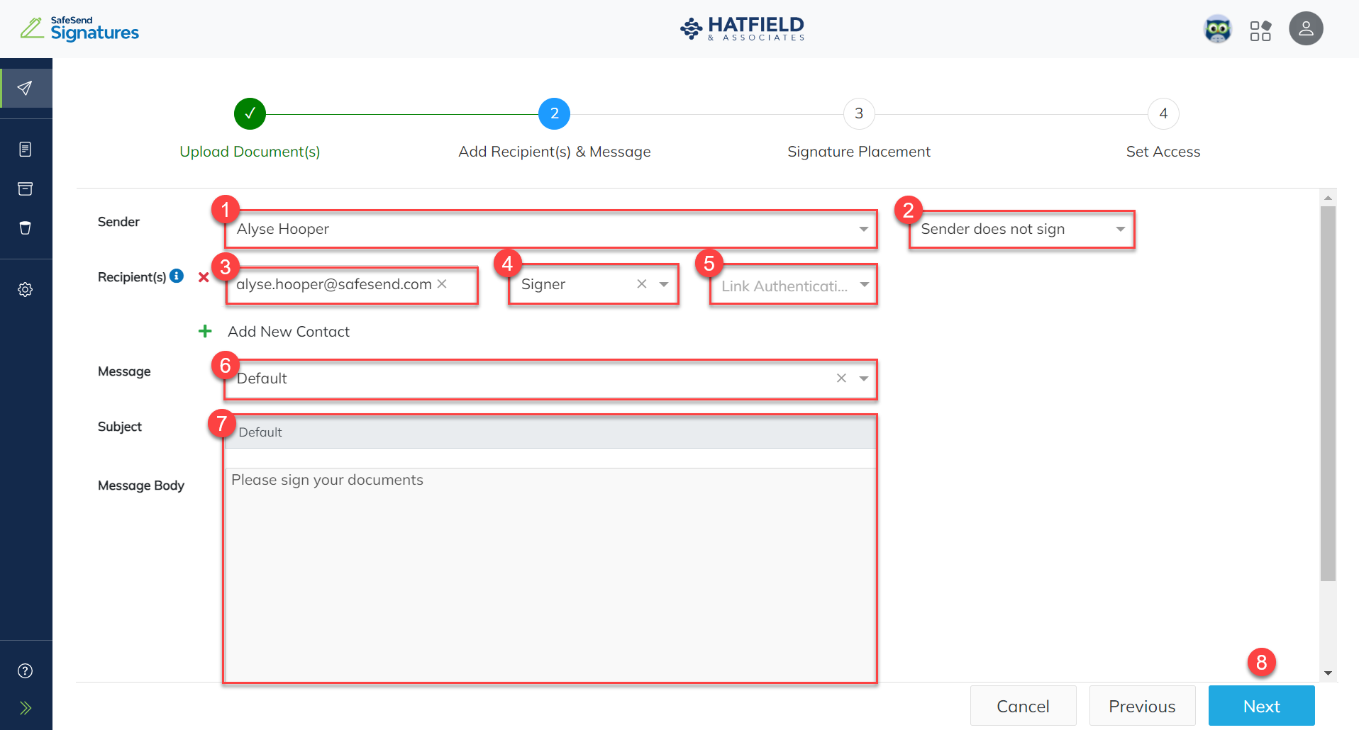 Send for Signature – SafeSend Signatures