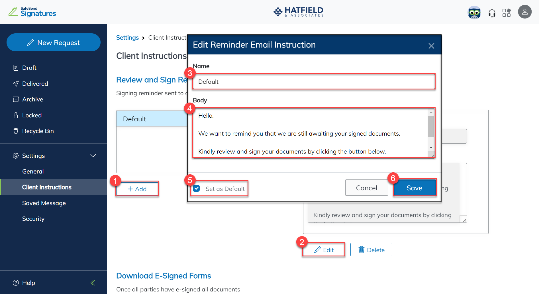 Signature Settings – SafeSend Signatures