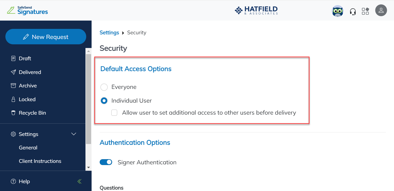Signature Settings – SafeSend Signatures