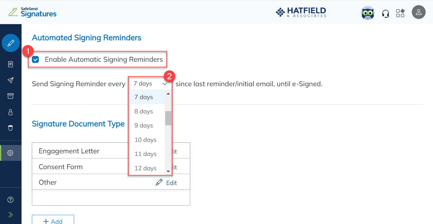 Signature Settings – SafeSend Signatures