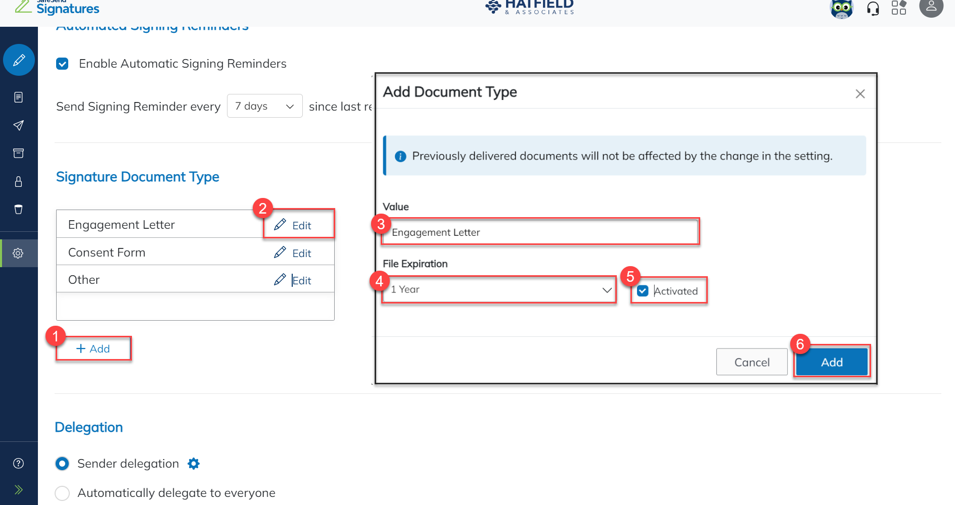 Signature Settings – SafeSend Signatures