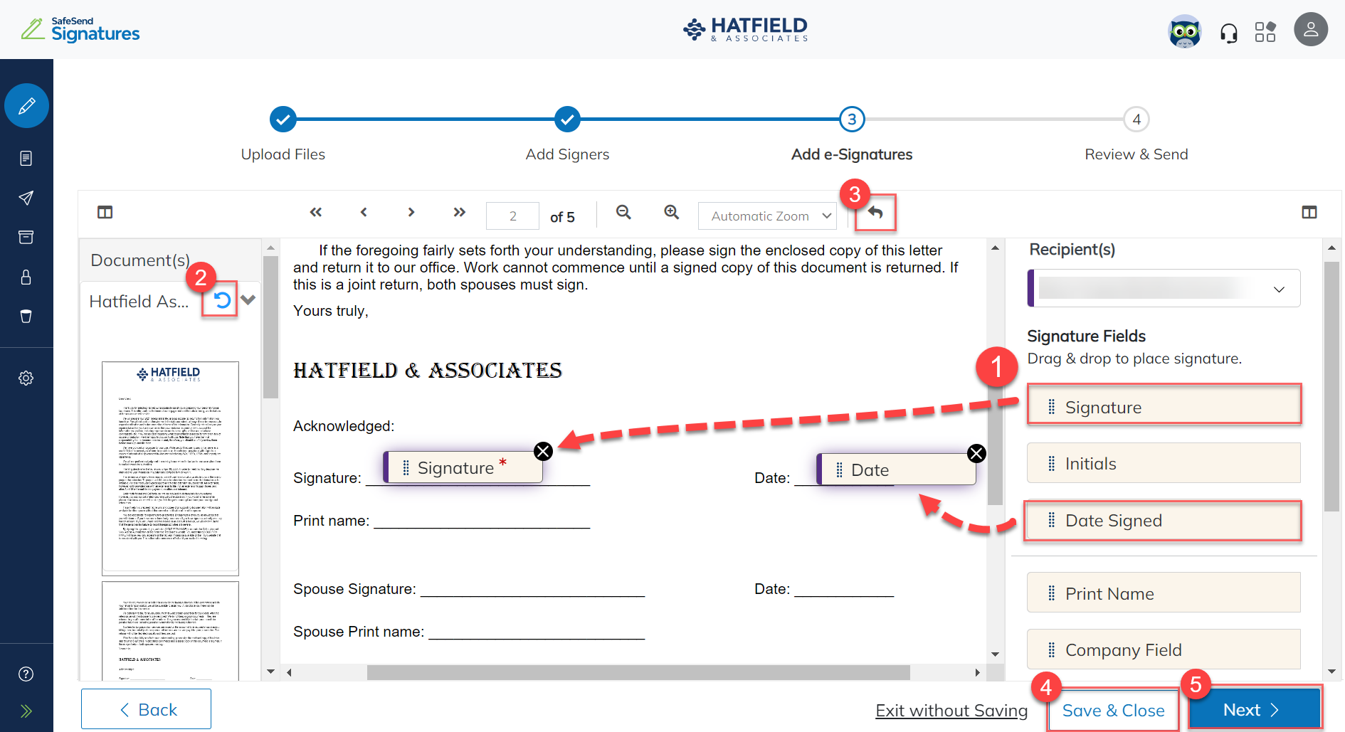 Send for Signature – SafeSend Signatures
