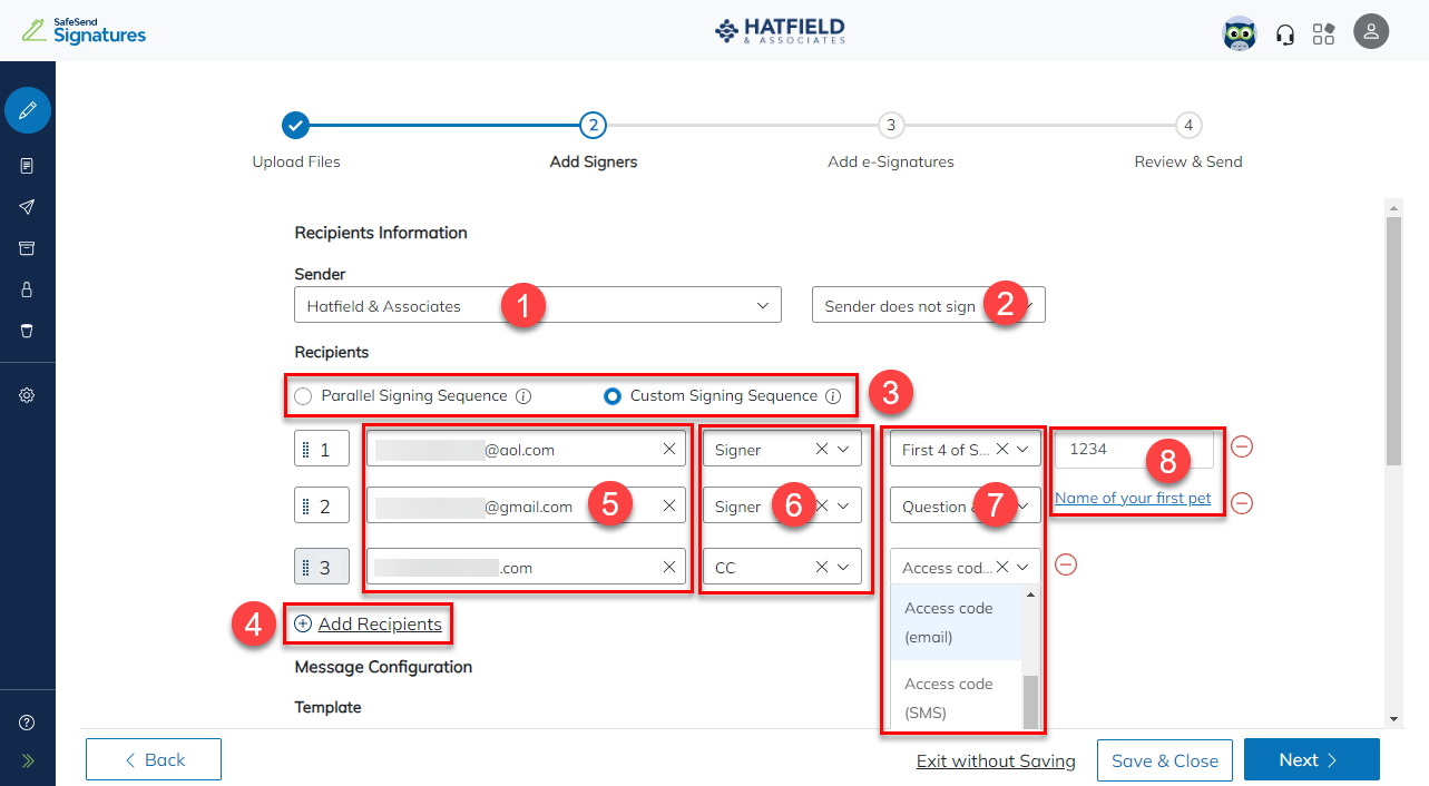 Send for Signature – SafeSend Signatures