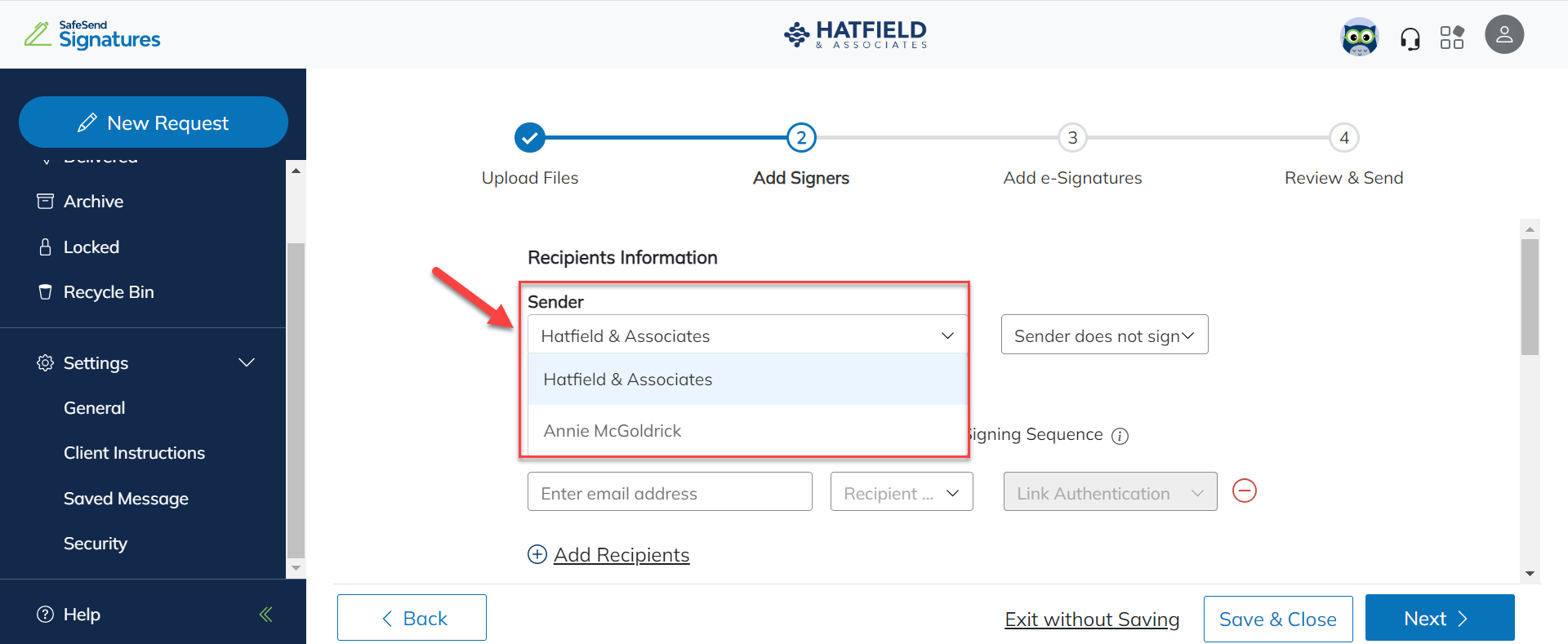 Sender Delegation – SafeSend Signatures