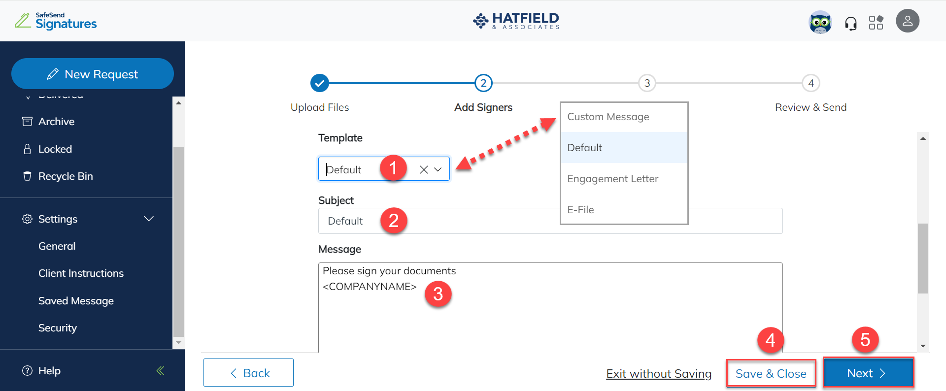 Send for Signature – SafeSend Signatures